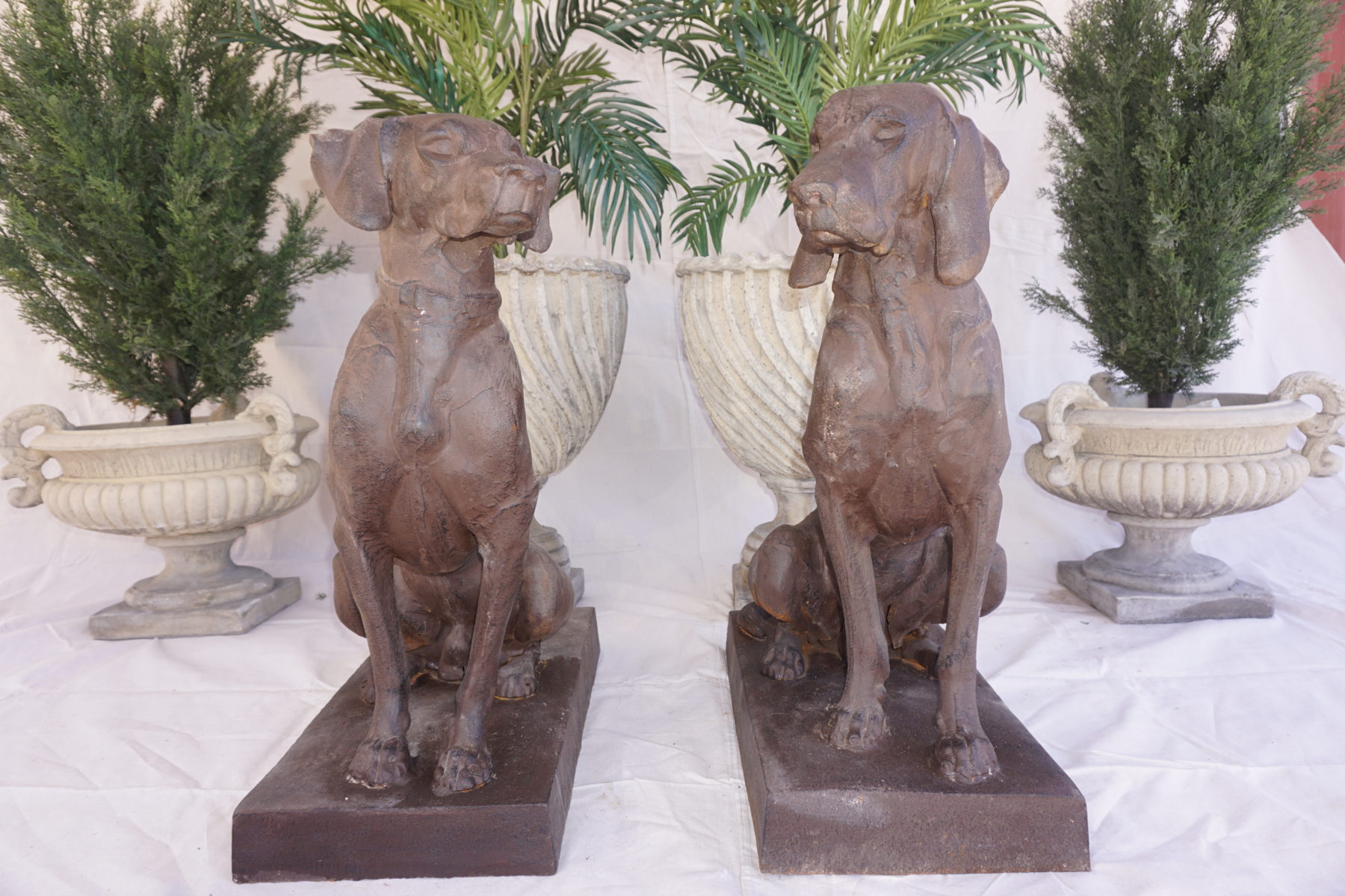 (Pair of) Sitting Dog Statues - Walker Stone Decor